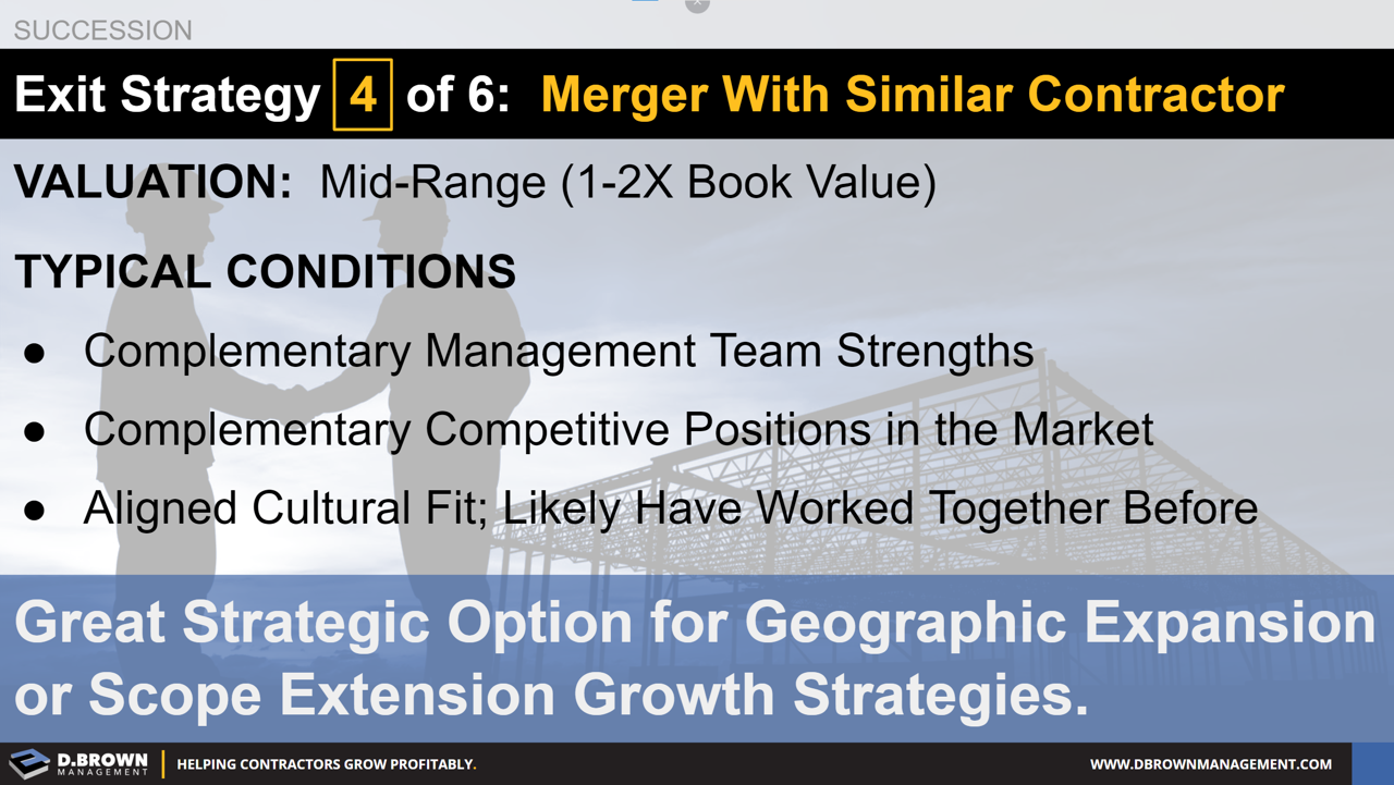 Contractor Exit Strategy 4 of 6: Merger with a Similar Contractor